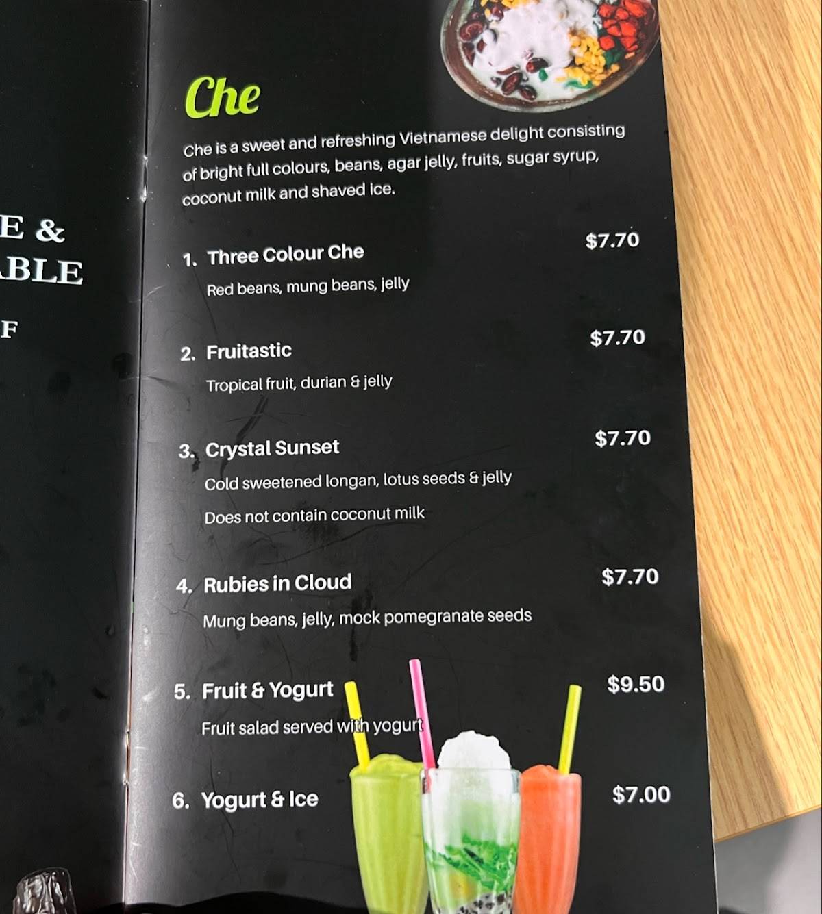 Menu at U&I Cafe, Northbridge