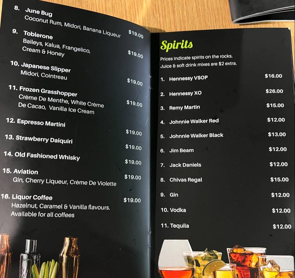 Menu at U&I Cafe, Northbridge