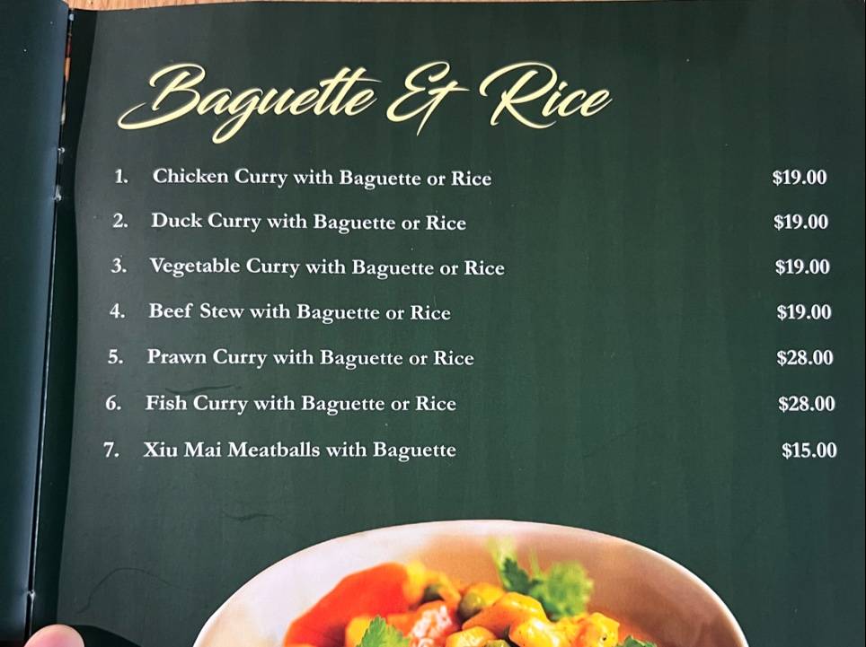 Menu at U&I Cafe, Northbridge