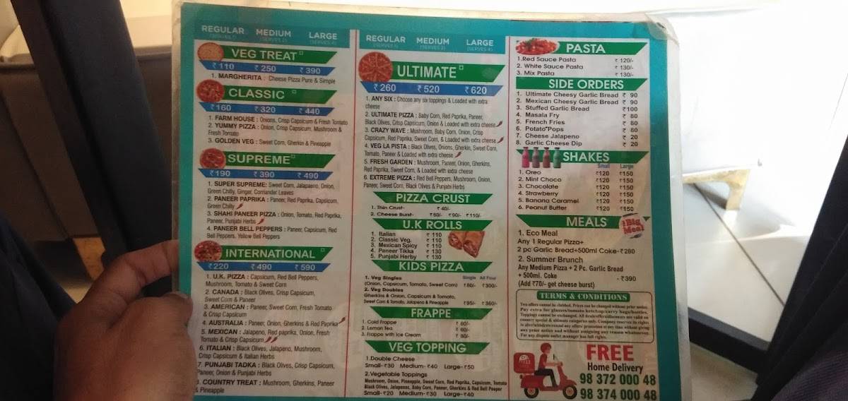 Menu at UK Pizza, Samana