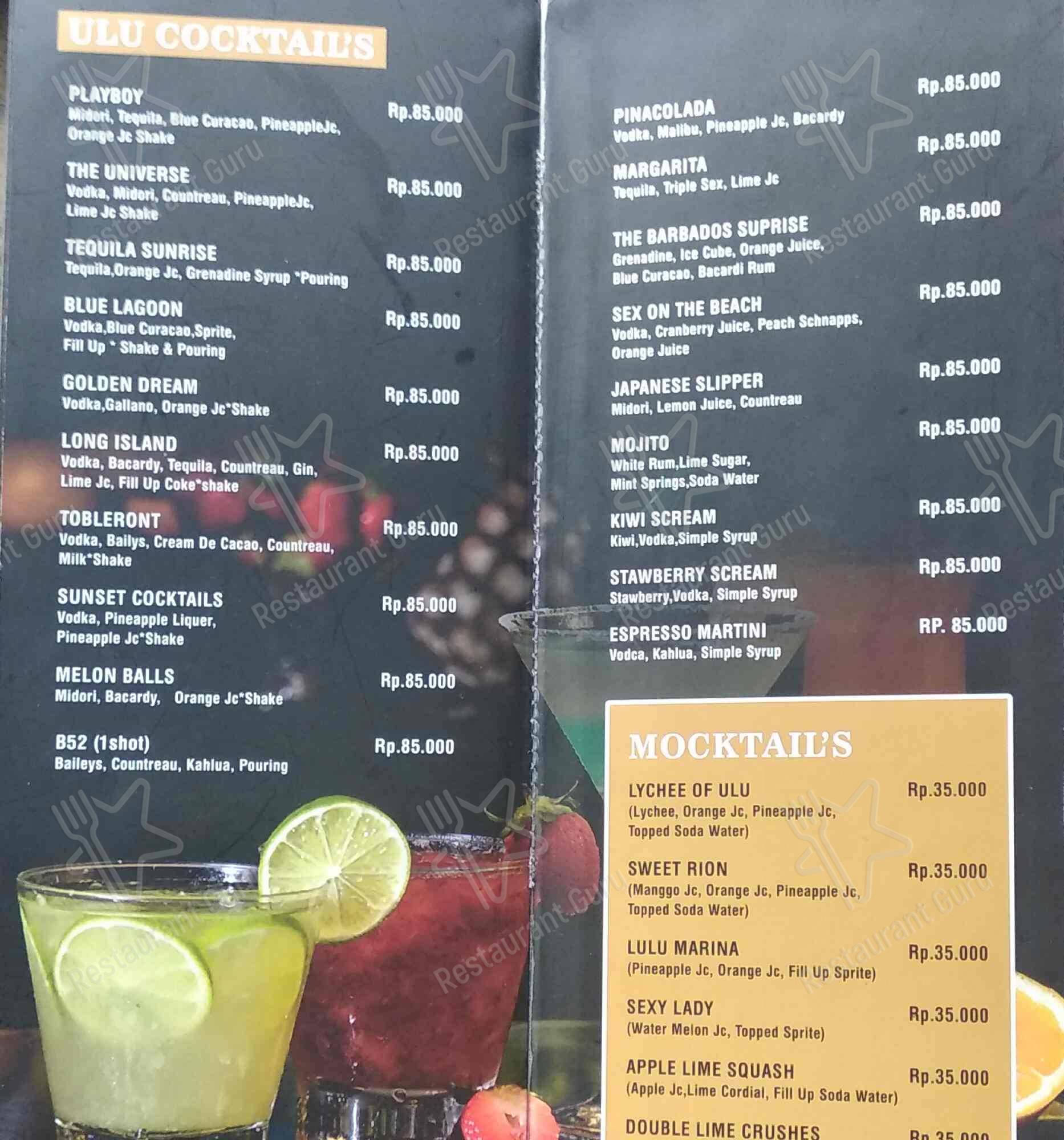Menu at Ulu Thai Sanur restaurant, Denpasar