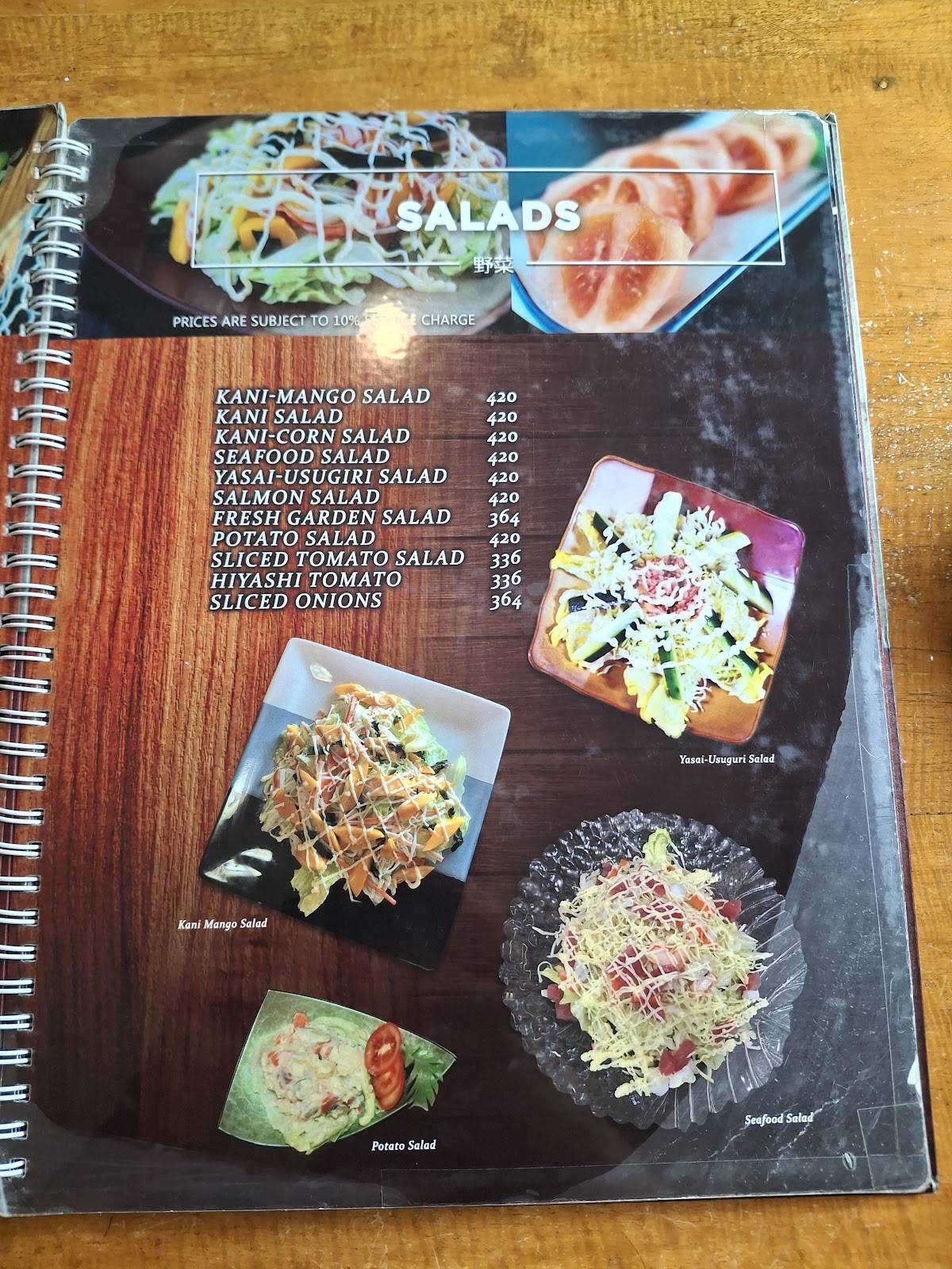 Menu at Umenoya restaurant, Biñan, 834J+MRJ