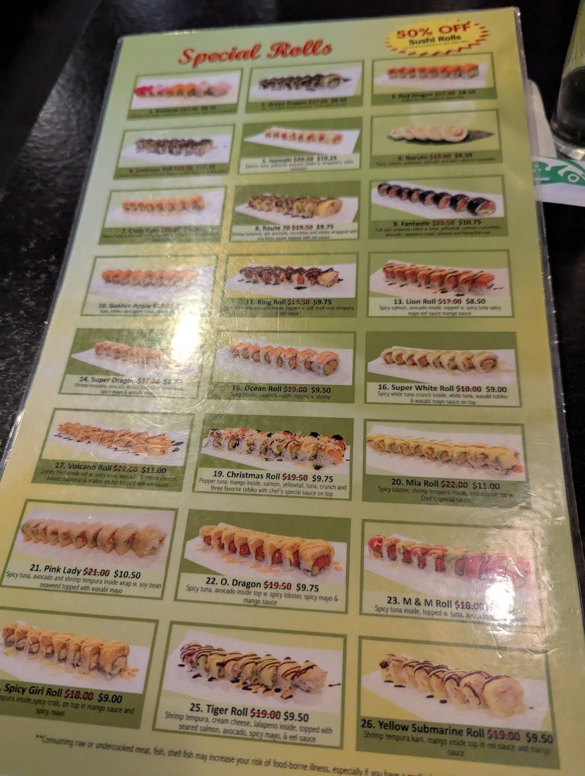 Menu at Uminoya Sushi & Hibachi Restaurant, Toms River