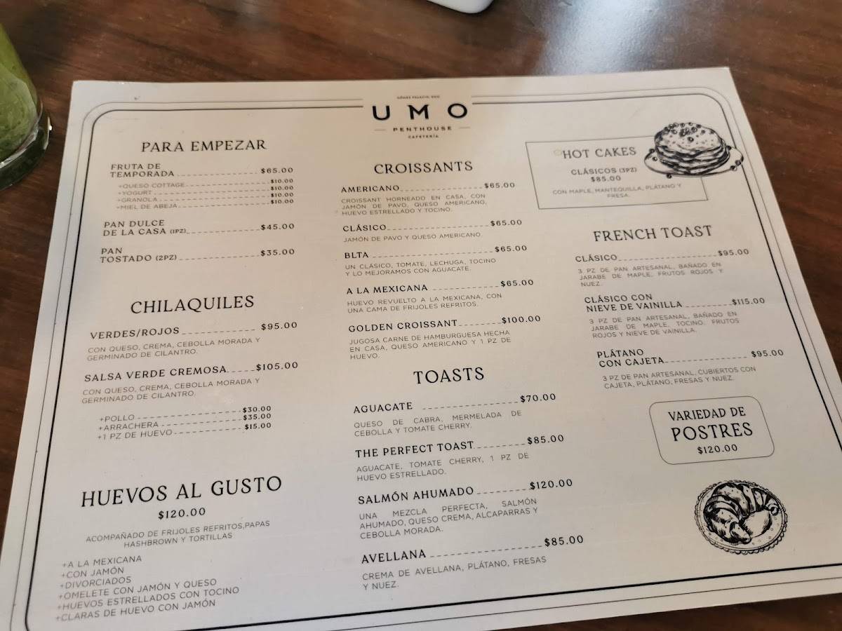 Carta del pub y bar Umo Penthouse, Torreón