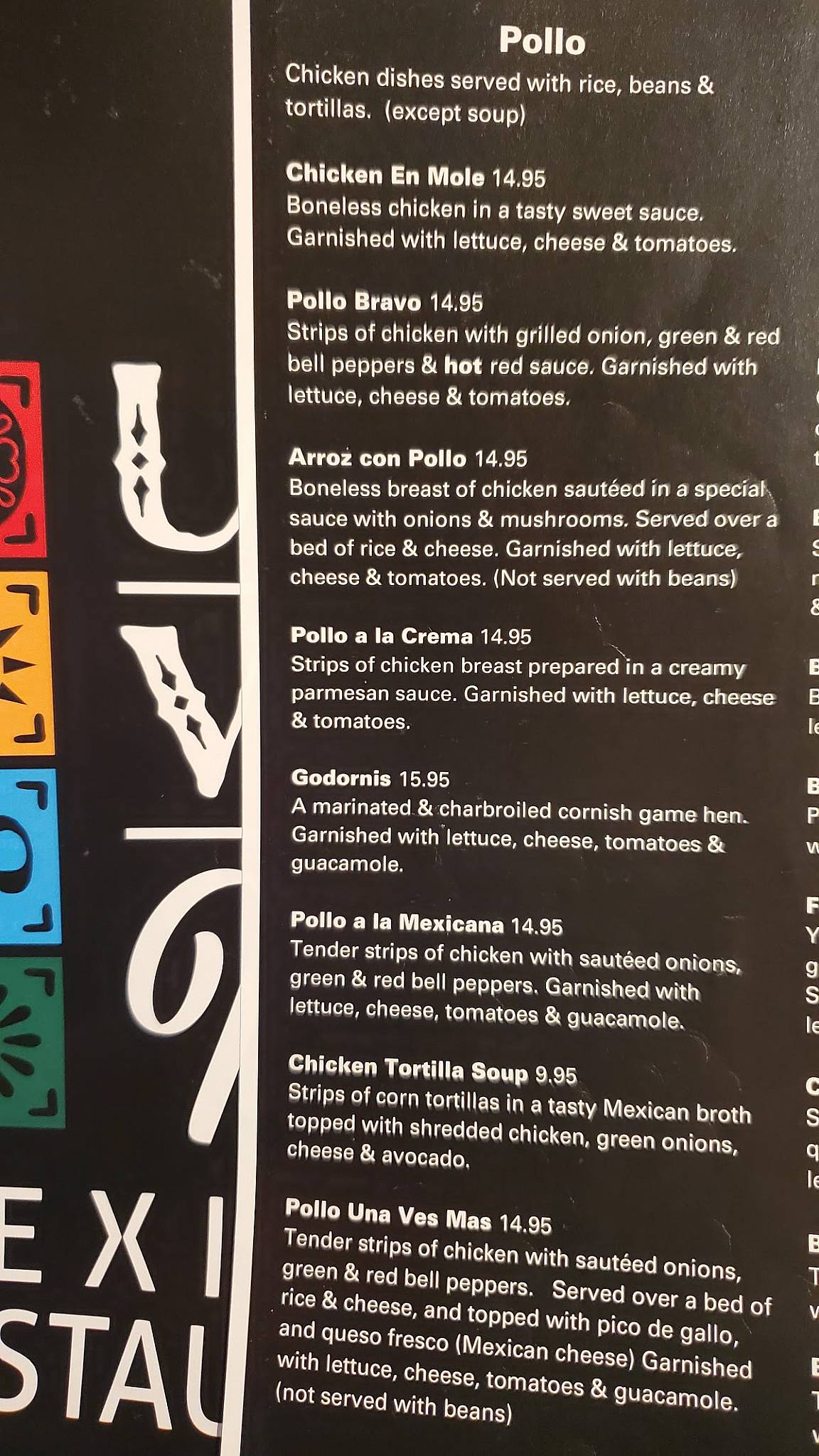 Menu at Una Ves Mas Mexican Restaurant, Seaside