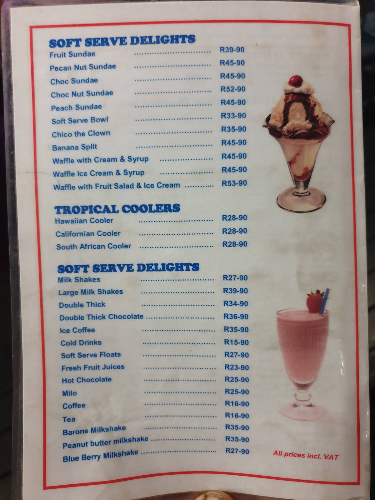 Menu at Uncle Harry's Roadhouse restaurant, Randfontein