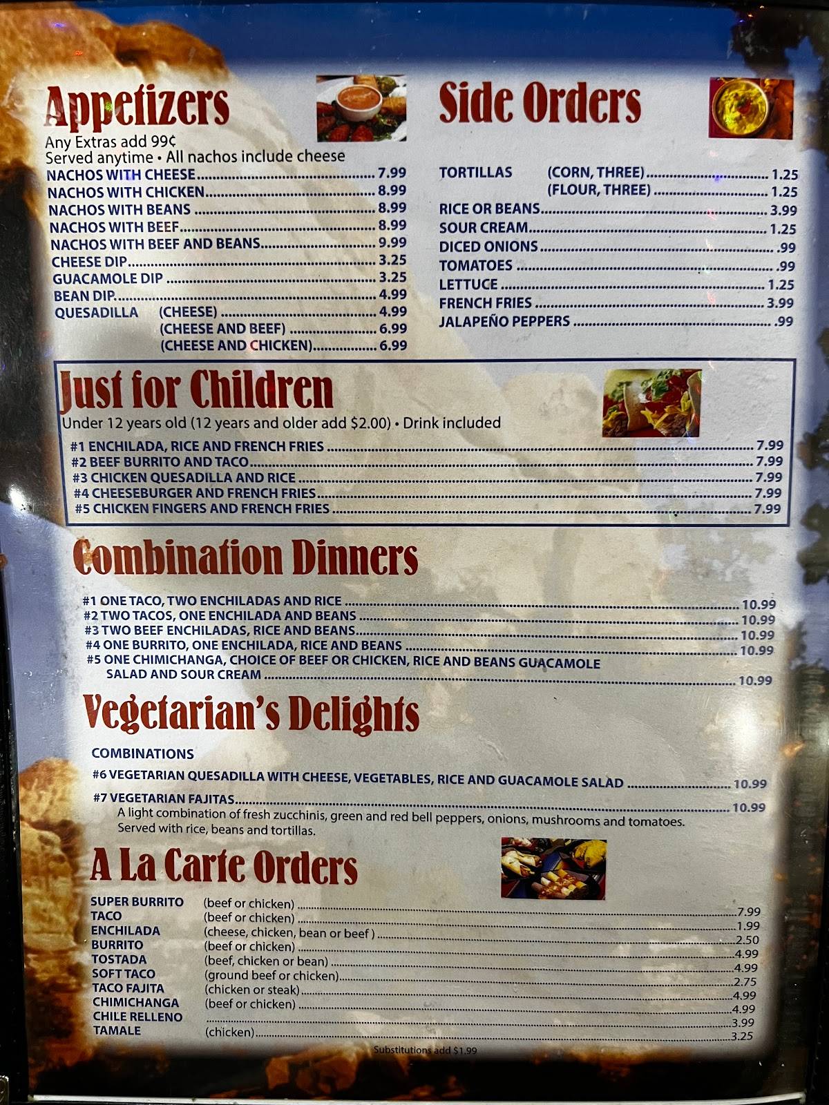 Menu at Los Arcos restaurant, Upper Sandusky