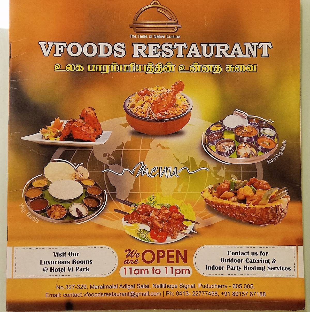 Menu at VFoods Restaurant, Puducherry