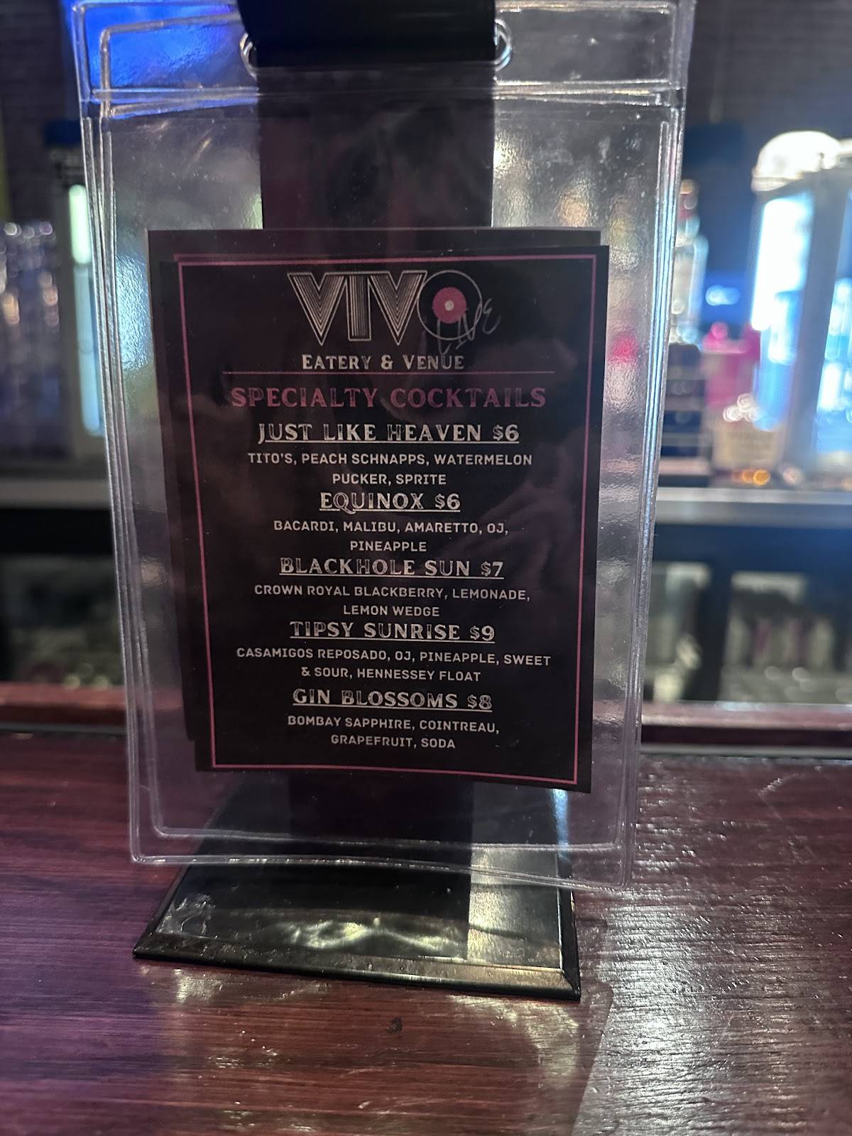 Menu at VIVO LIVE! Eatery & Venue pub & bar, Leavenworth