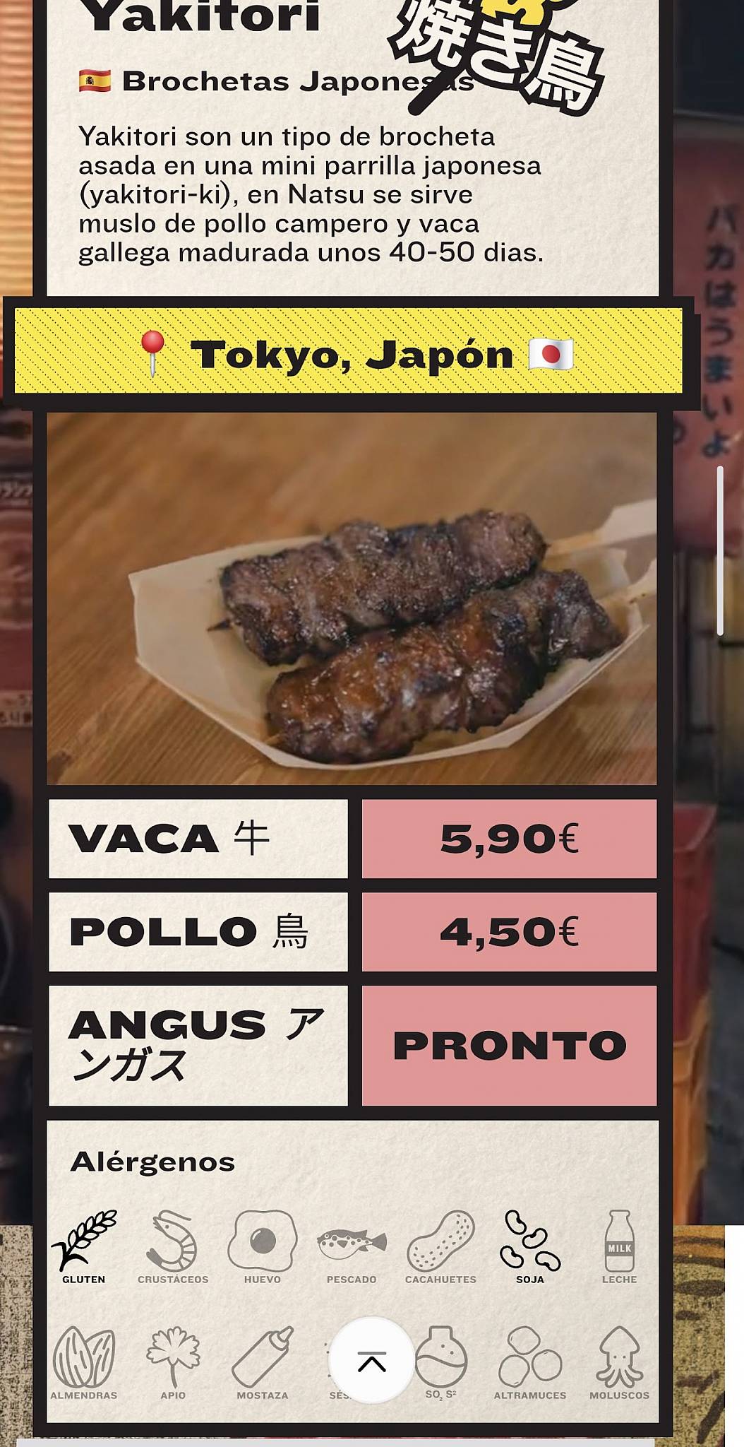 Carta del restaurante Natsu Ramen, Valencia