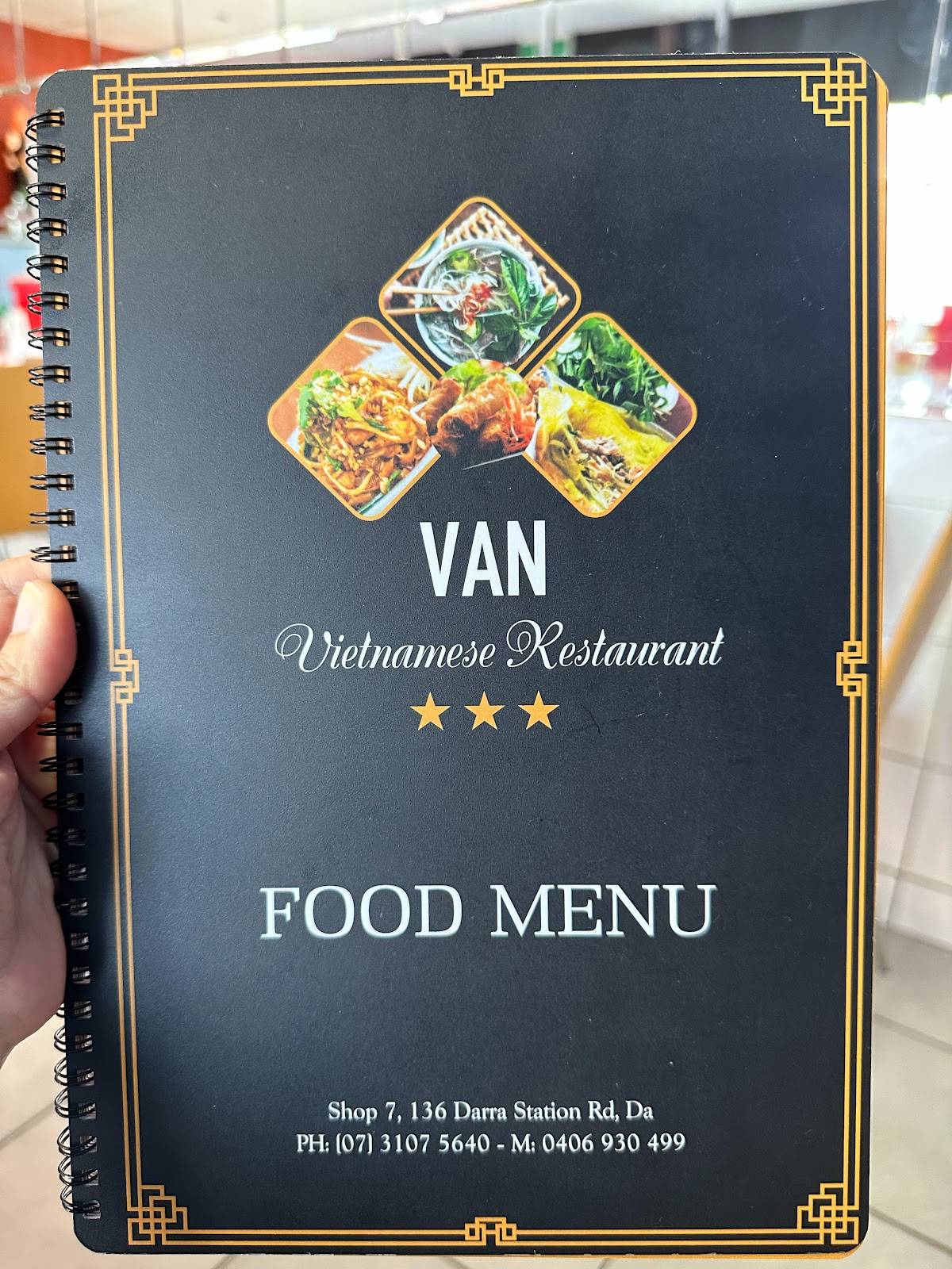 Menu at Van Vietnamese Restaurant, Darra