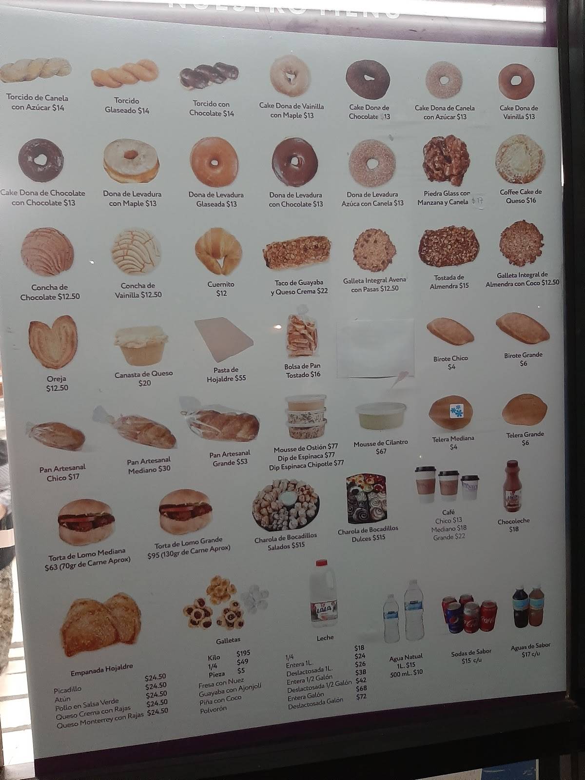 Carta del postres Donas Venecia, Tijuana