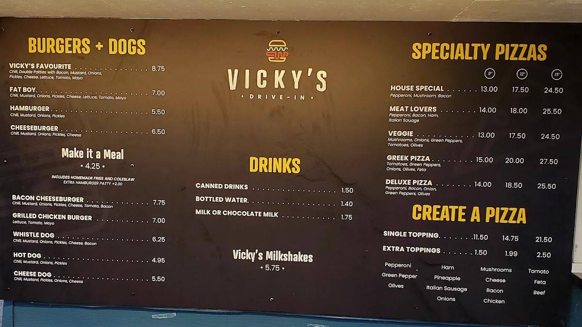 Menu at Vicky's Drive Inn restaurant, Ste. Anne