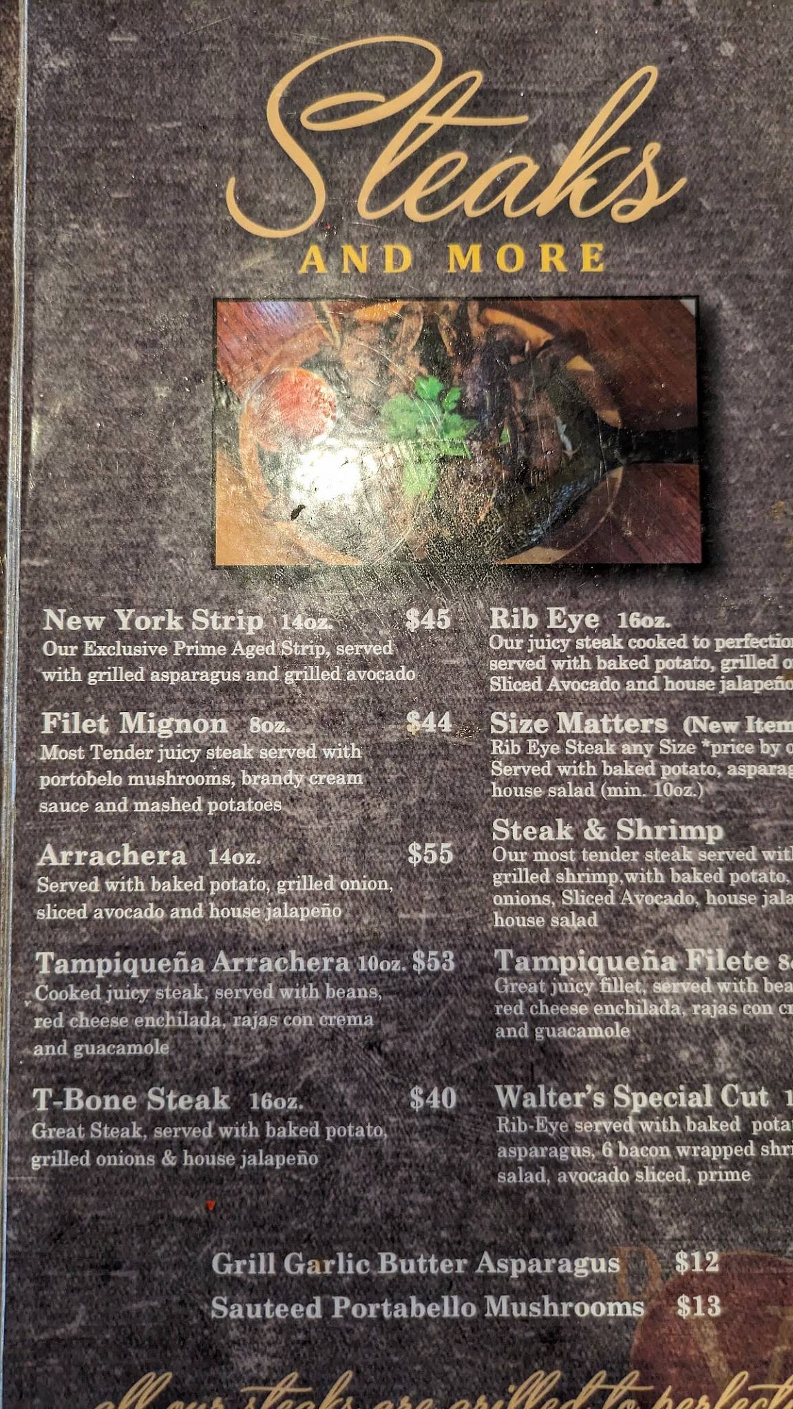 Menu at Victoria's Mexican Grill restaurant, Canutillo