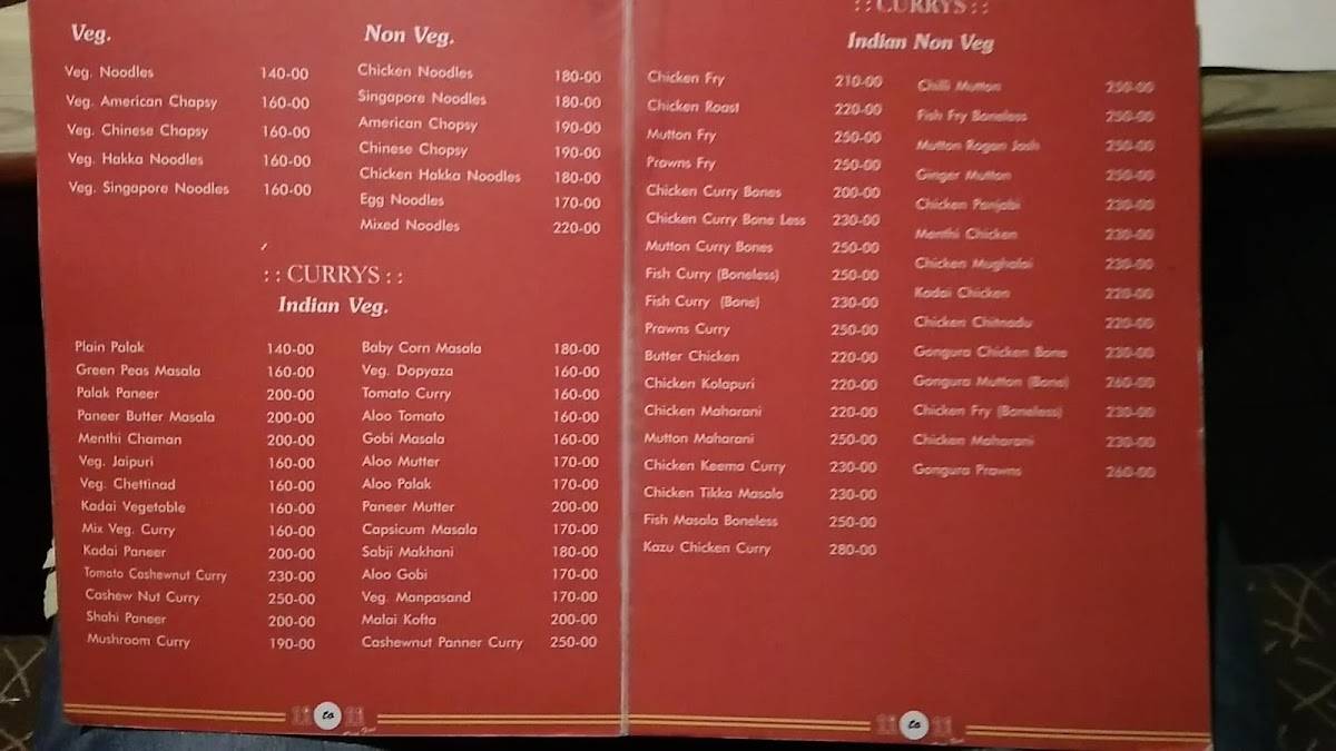 Menu at 11 to 11 Restaurant, Vijayawada