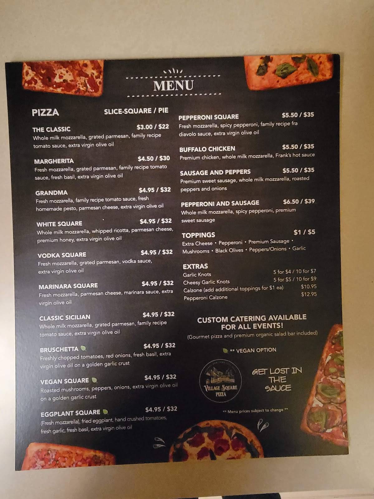Menu at Village Square Pizza - Upper East Side pizzeria, New York City