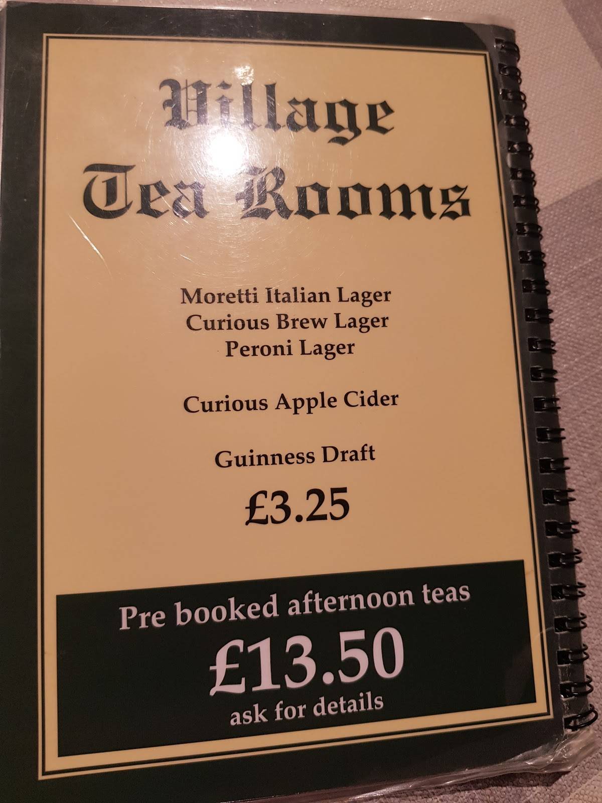 Menu at Village Tea Rooms cafe, Headcorn