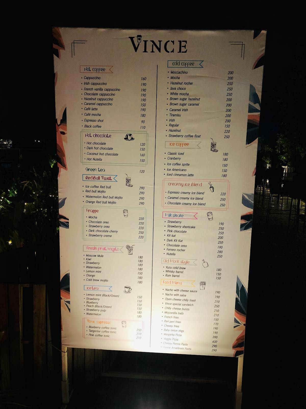 Menu at Vince cafe, Ahmedabad, Karnavati Club Rd