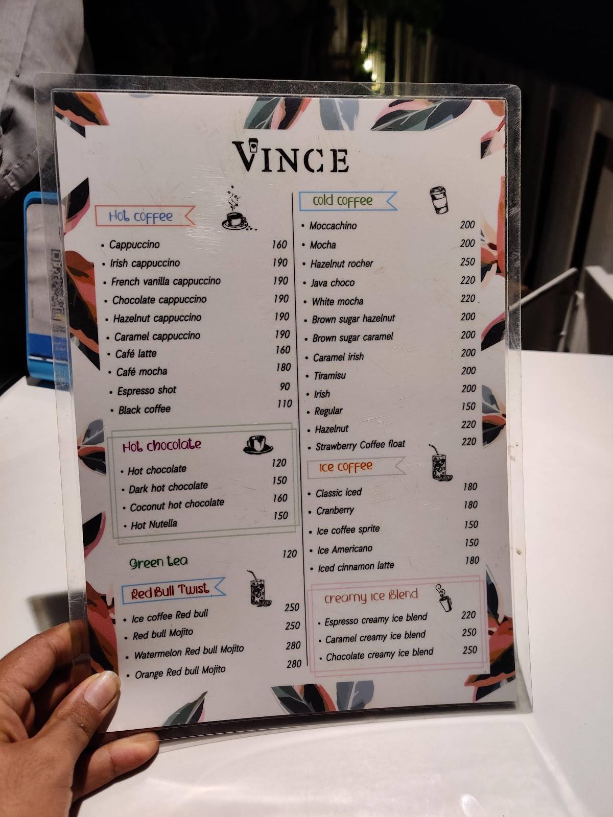 Menu at Vince cafe, Ahmedabad, Karnavati Club Rd