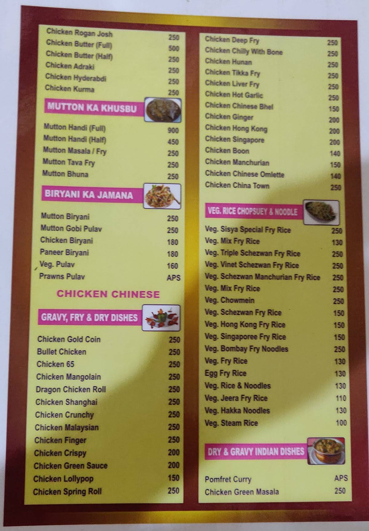 Menu at Vinit Restaurant and Bar, Vasai, Giriz Holi Rangaon Rd