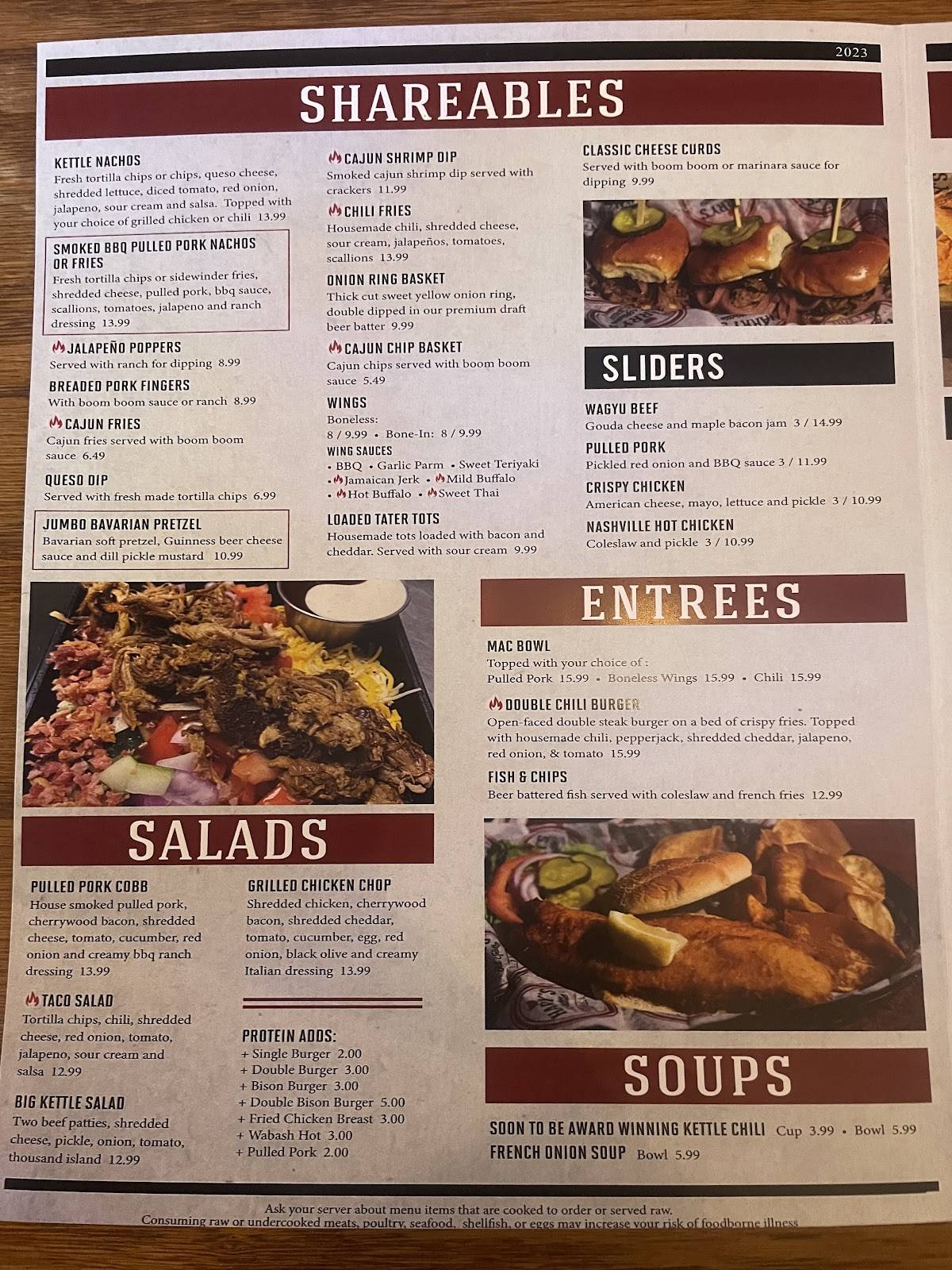 Menu at Harry's Old Kettle Pub & Grill, Wabash