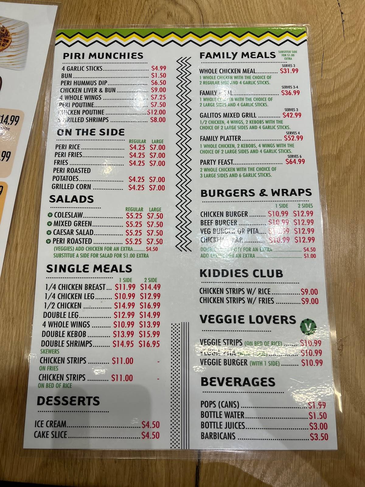 Menu at Waffle-O restaurant, Kitchener
