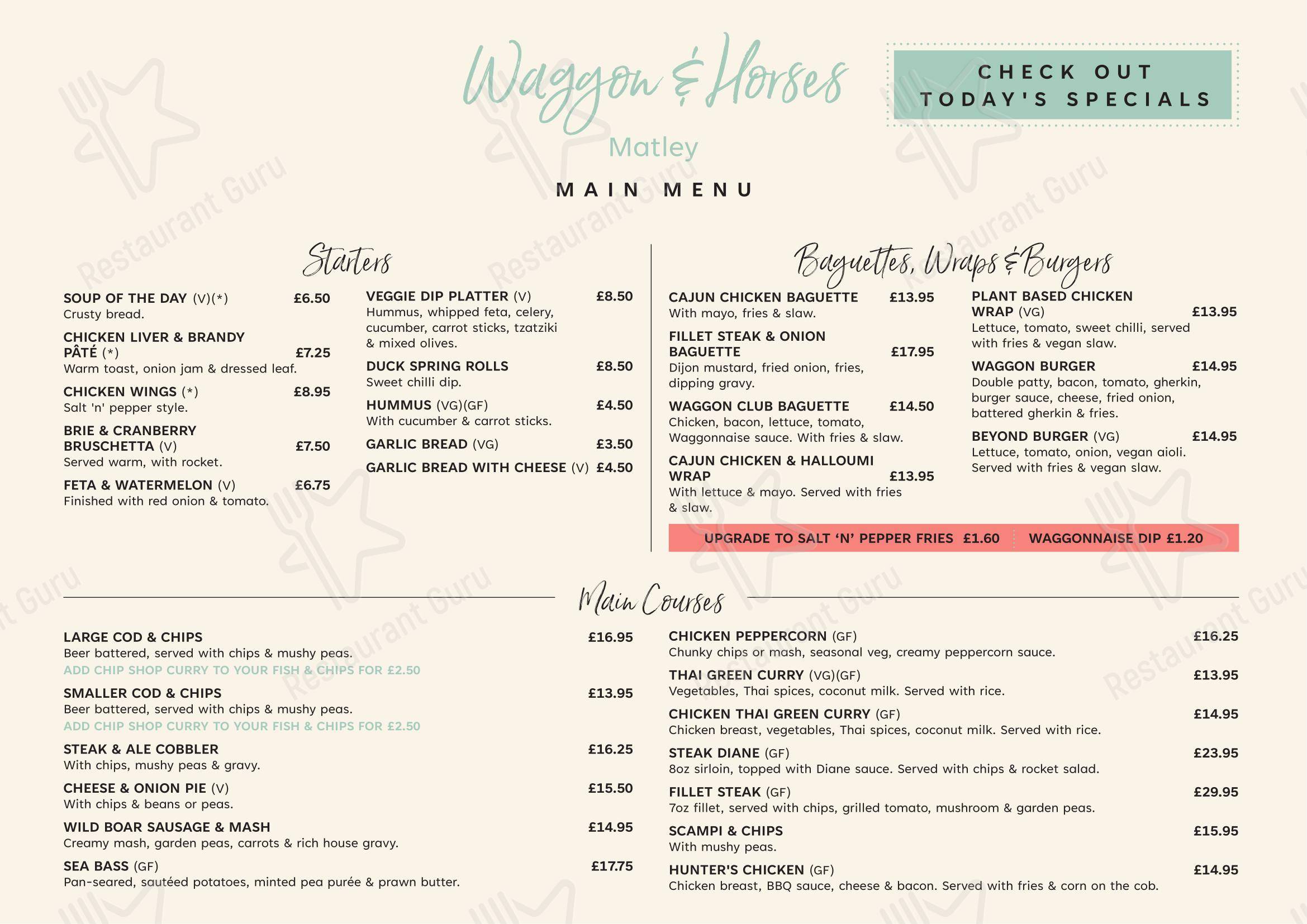 Menu at Waggon & Horses, Matley pub & bar, Stalybridge, 300 Mottram Rd