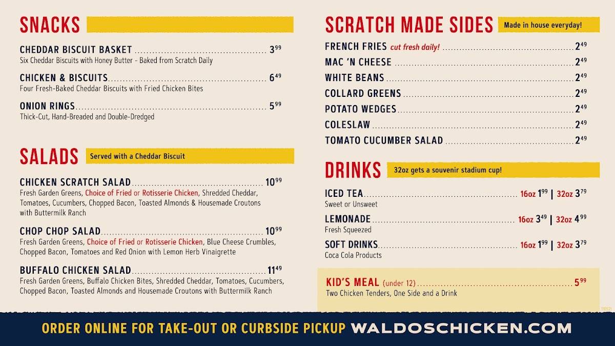 Carta del pub y bar Waldo's Chicken and Beer, North Little Rock