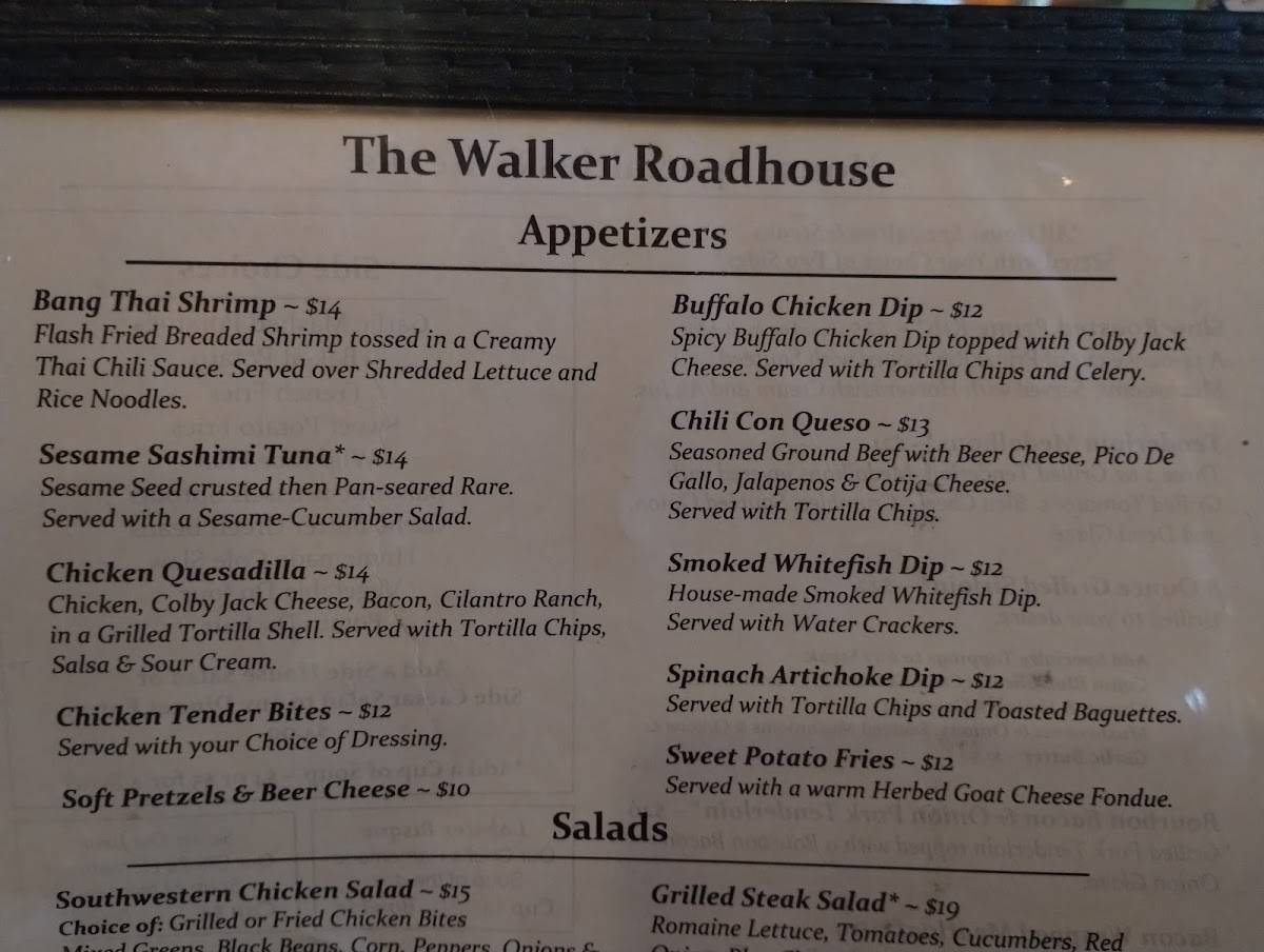Menu at Walker Roadhouse pub & bar, Grand Rapids