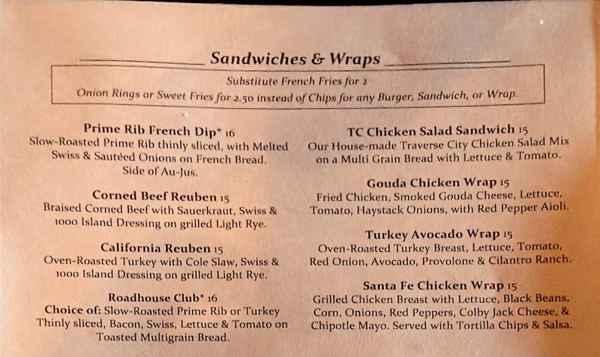 Menu at The Walker Roadhouse pub & bar, Grand Rapids