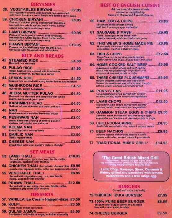 Menu at The Warwick Arms pub & bar, London