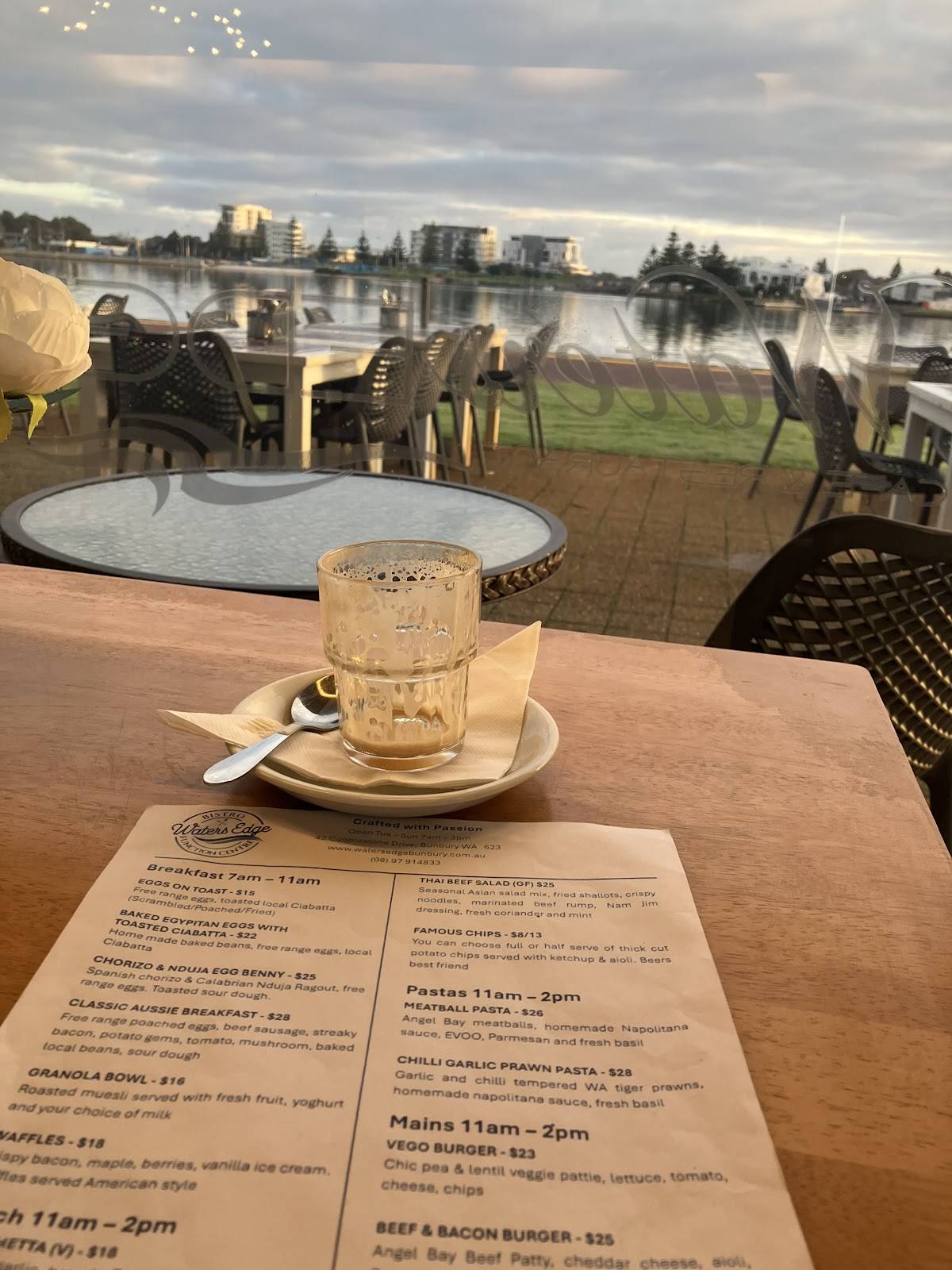 Menu at Waters Edge Bistro & Function Centre restaurant, Bunbury