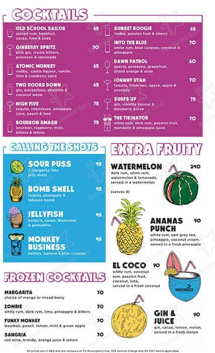 Menu at Wavehouse Dubai restaurant, Dubai, Ground Floor، Atlantis The ...