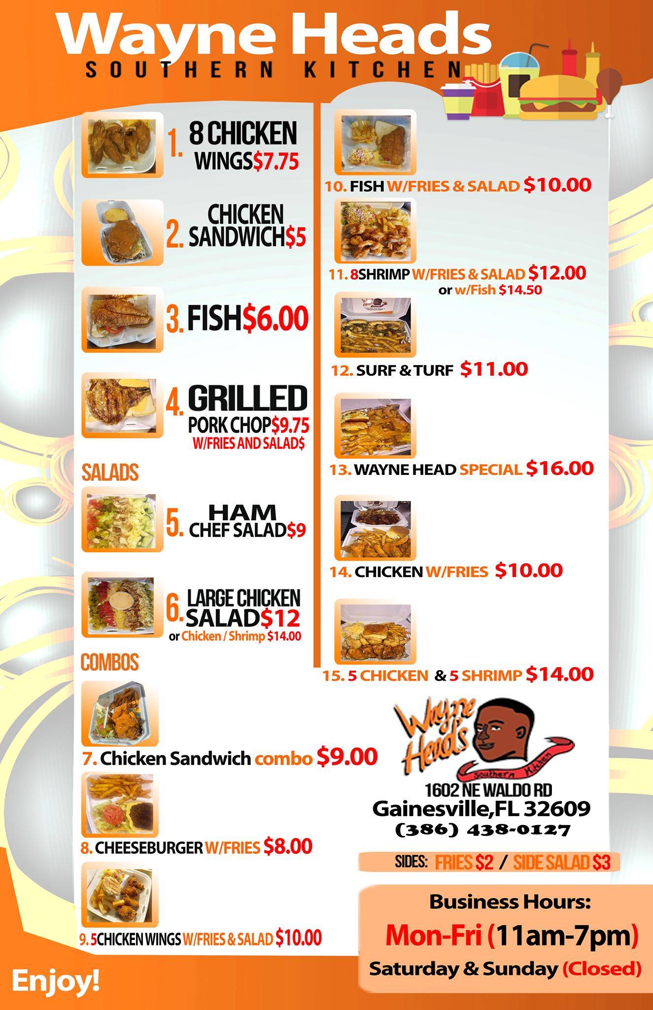 Menu at Wayne head southern kitchen restaurant, Gainesville