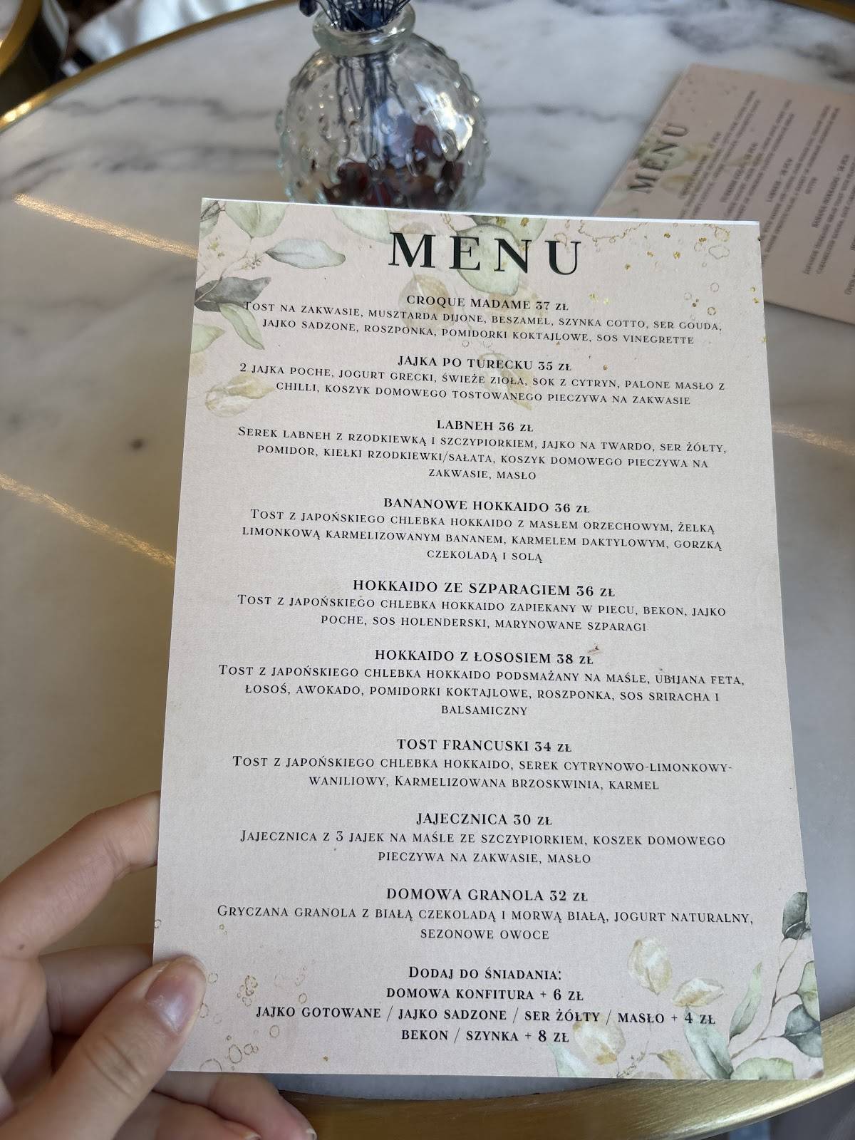 Menu at WEKA BREAKFAST & BREAD cafe, Kraków