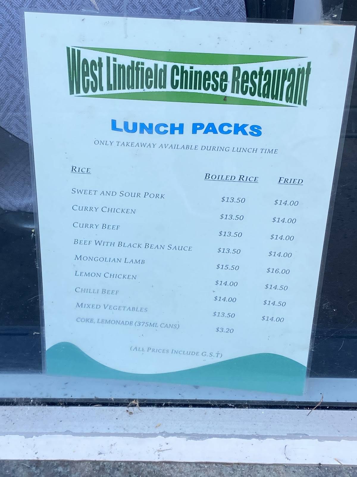 Menu at West Lindfield Chinese Restaurant, Lindfield