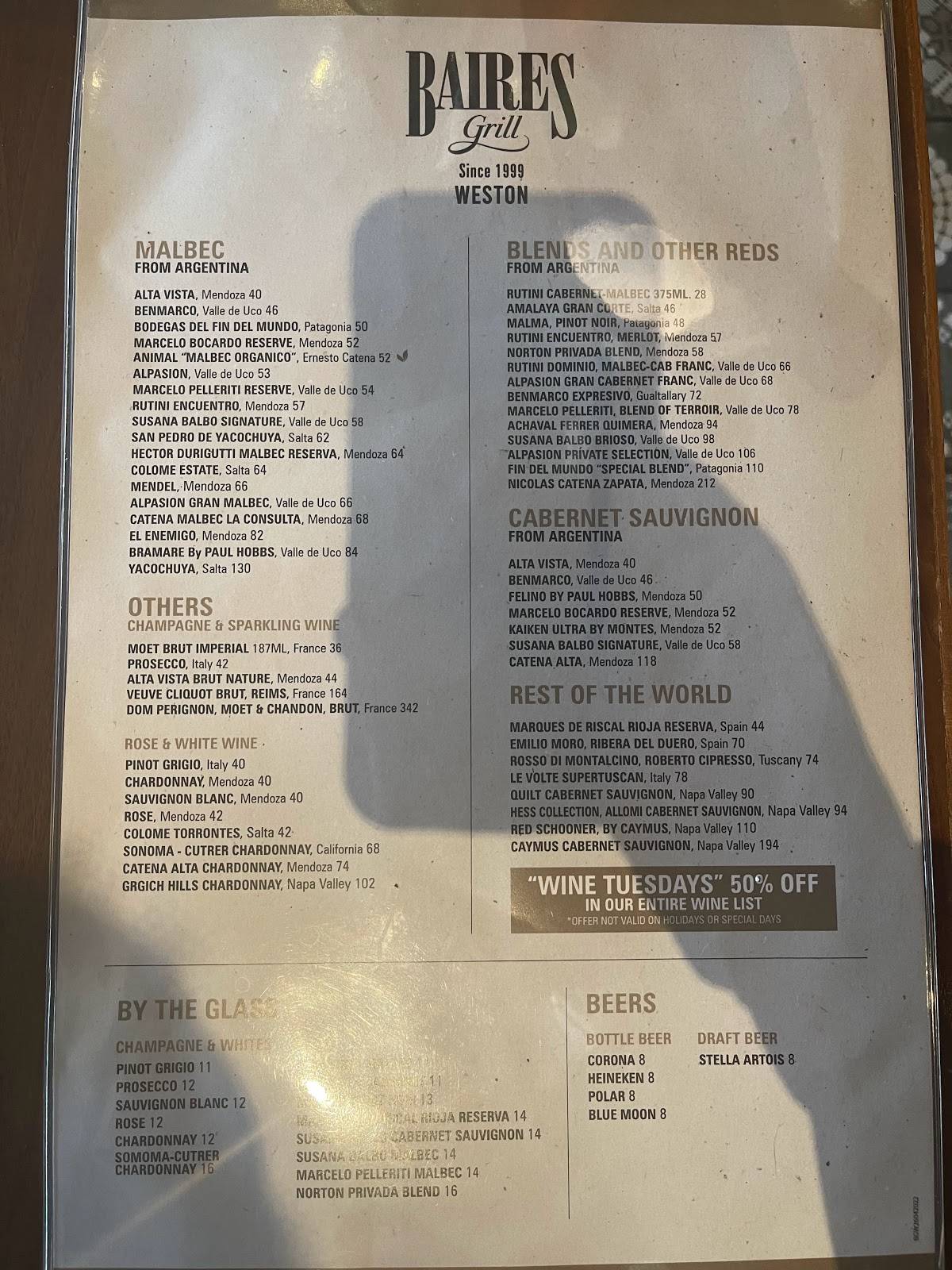 Menu at Baires Grill Weston BBQ, Weston