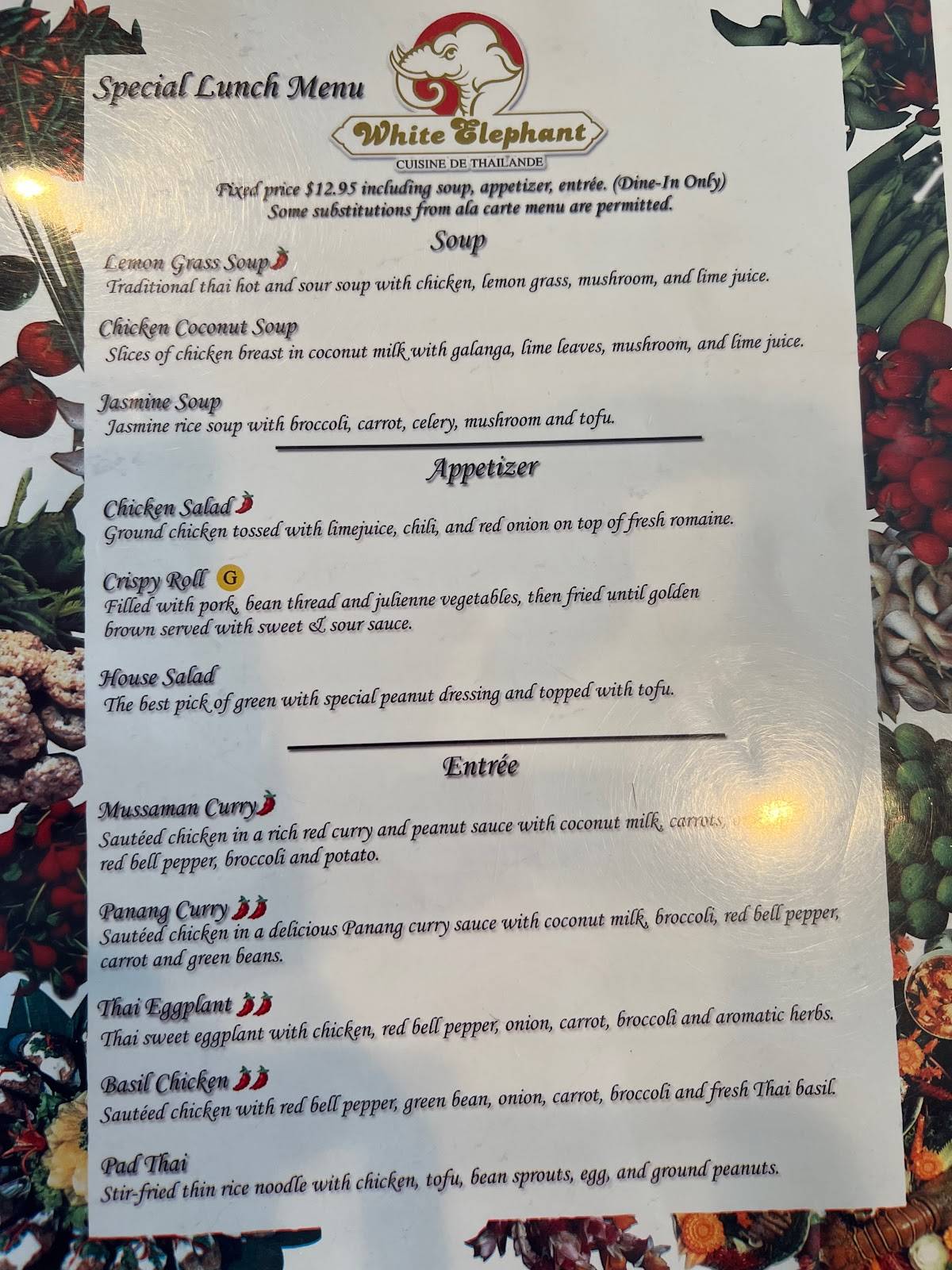 Menu at White Elephant Restaurant, Philadelphia, 759 Huntingdon Pike