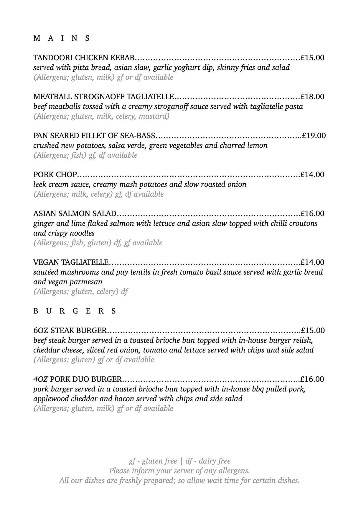 Menu at White Heather Hotel pub & bar, Turriff