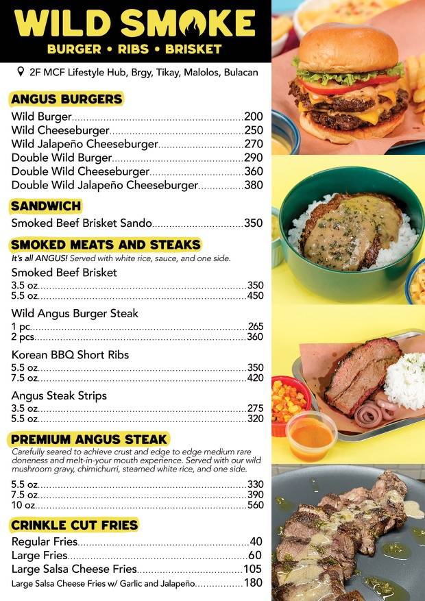 Menu at Wild Smoke - MCF Lifestyle Hub restaurant, Malolos