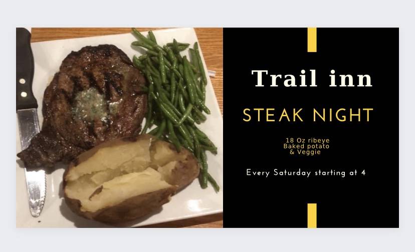 Menu at Trail Inn restaurant, Williamsport, Lycoming Creek Rd