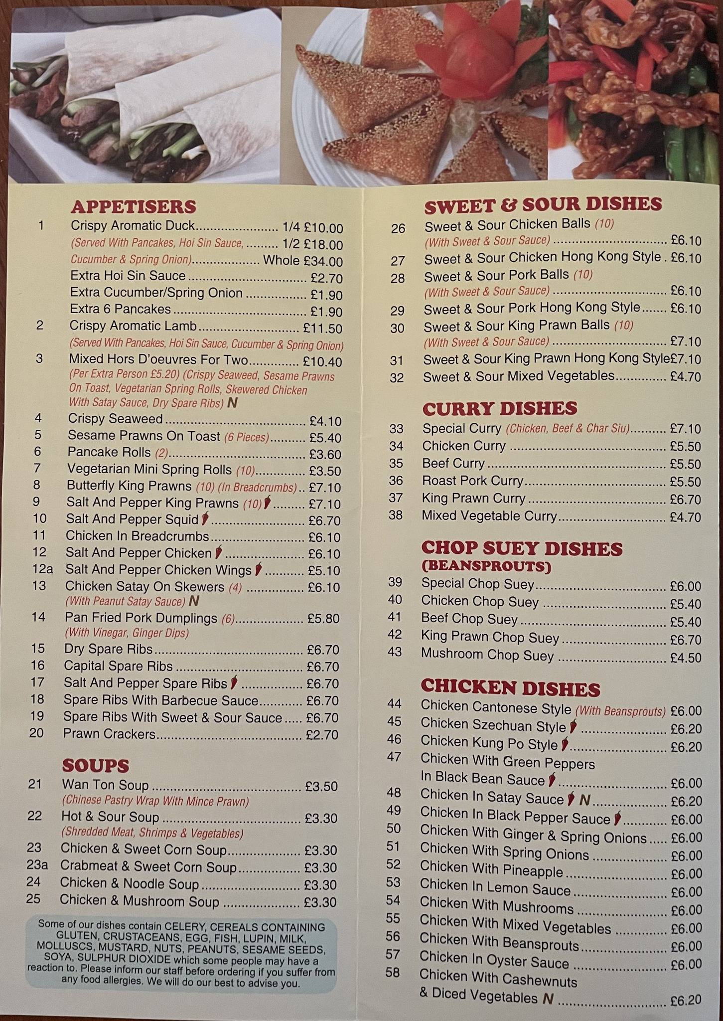 Menu at Wing On restaurant, Royston
