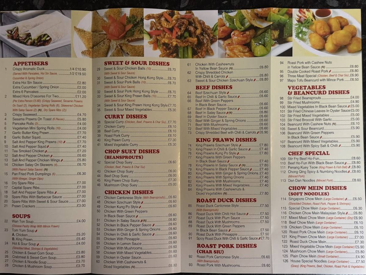 Menu at Wing On restaurant, Royston