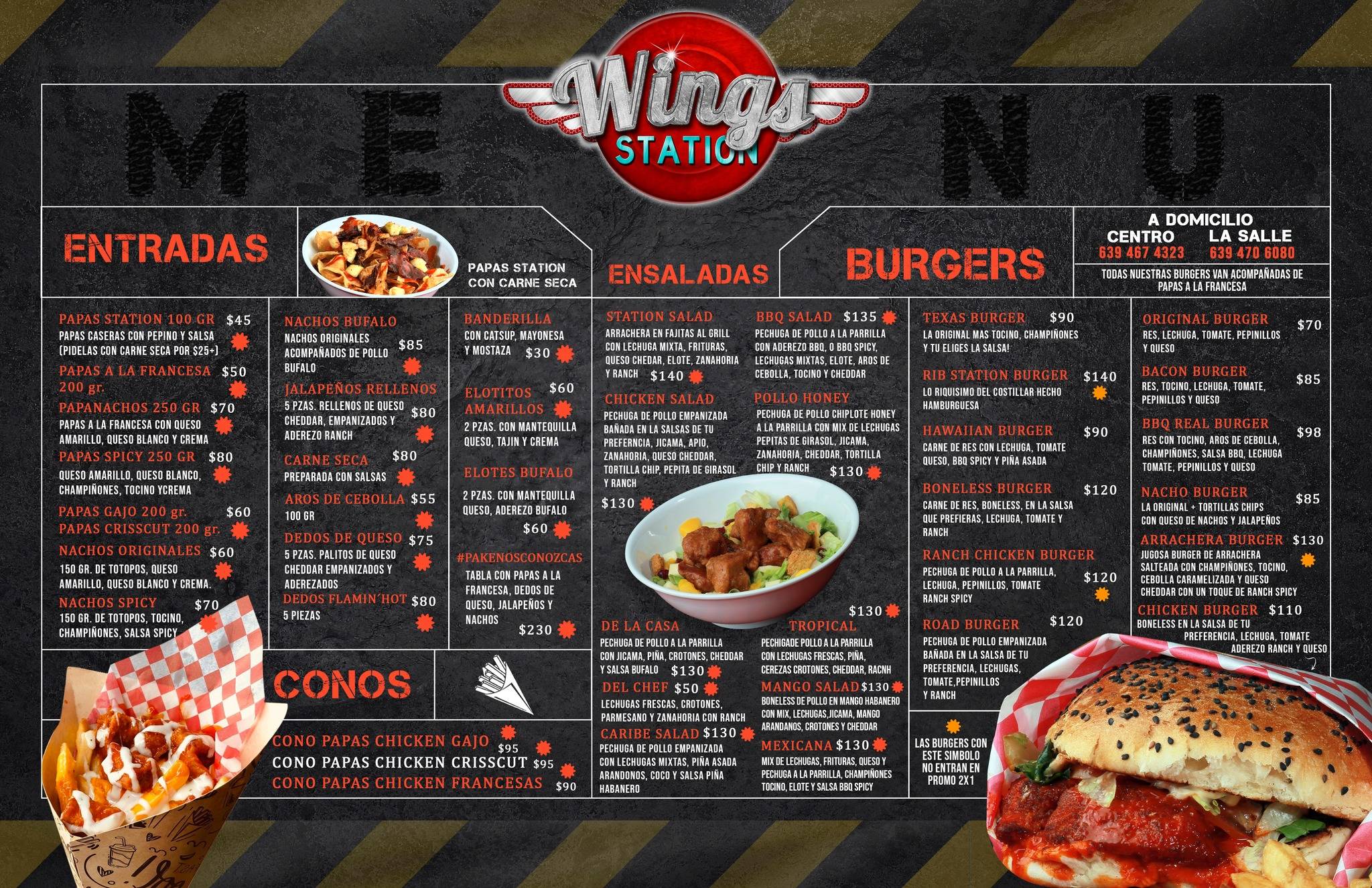 Carta del restaurante Wings Station, Delicias, Av. Río Chuviscar 110