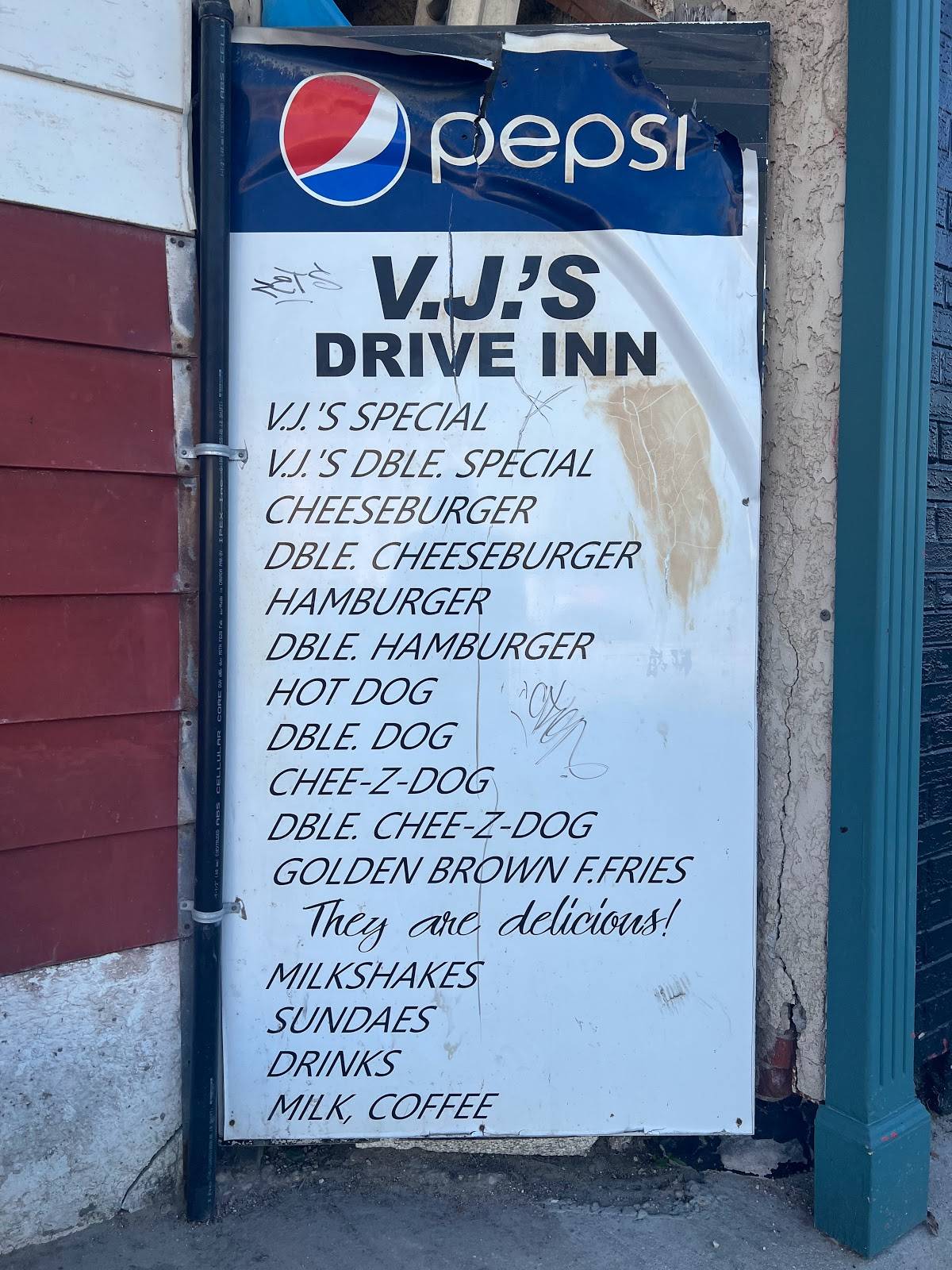 Menu at VJ's Drive Inn restaurant, Winnipeg
