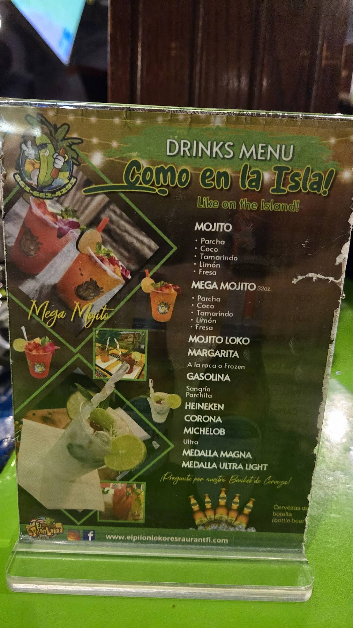 Menu at El Pilón Loko bar and grill, Lake Wales