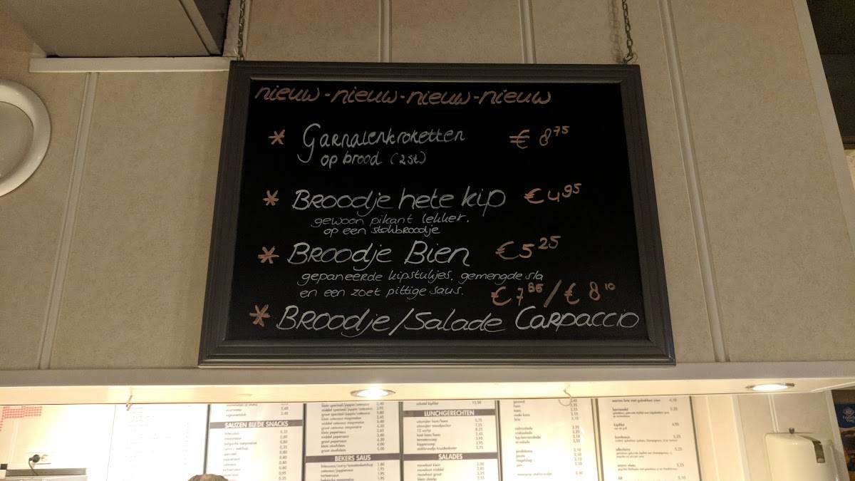 Menu at Woodpecker Cafeteria, Bavel, Kerkstraat 31