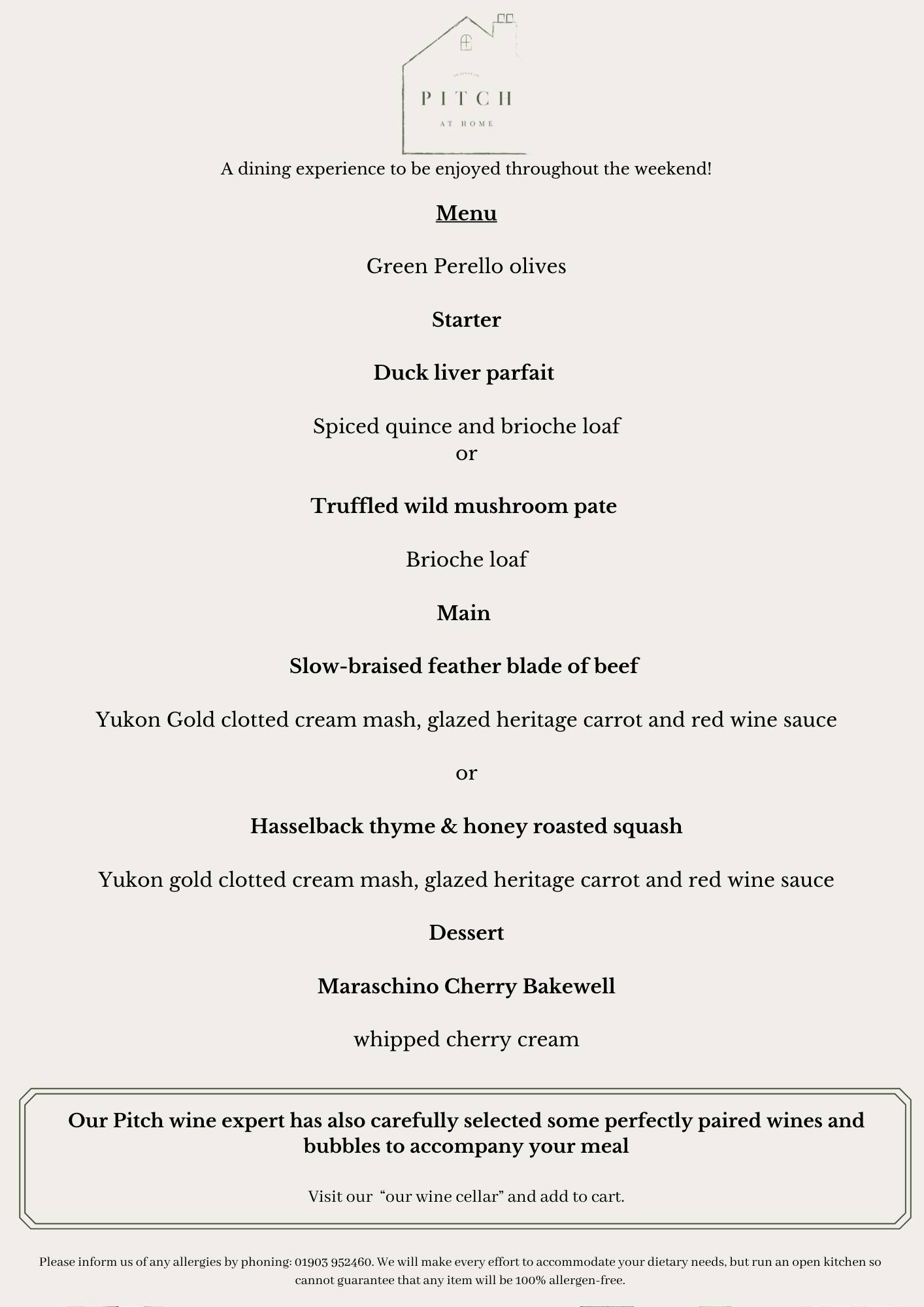 Menu at PITCH Restaurant, Worthing