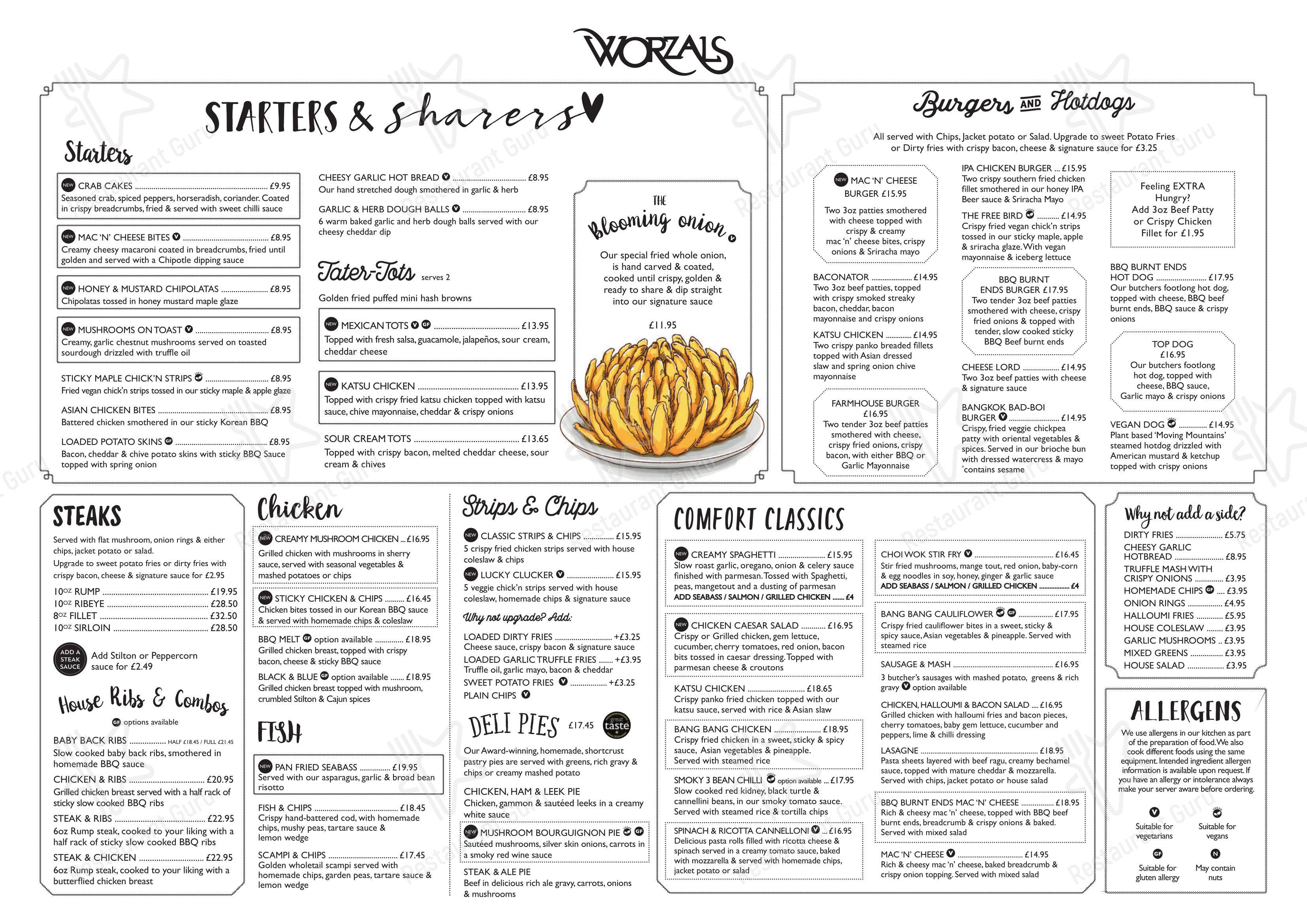 Menu at Worzals Bar & Grill, Wisbech