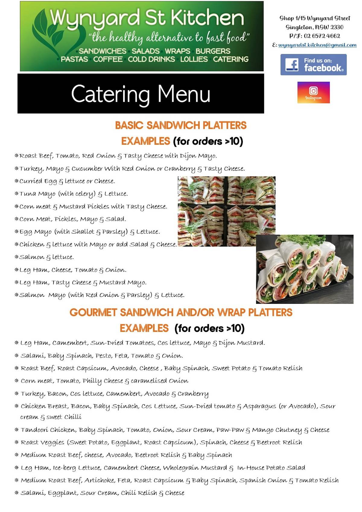 Menu at Wynyard St. Kitchen fast food, Singleton